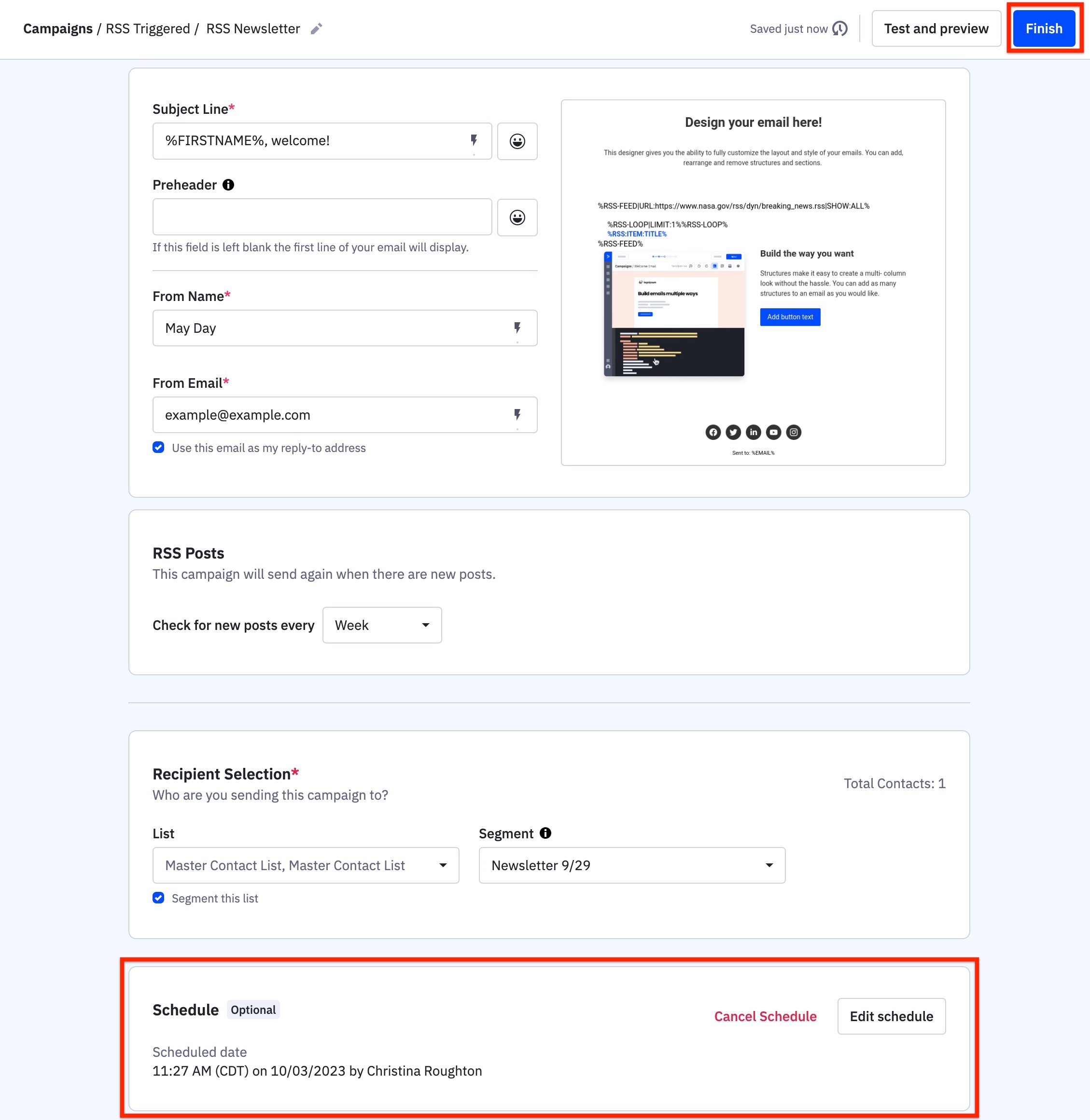 How to restart an RSS Campaign – ActiveCampaign Help Center