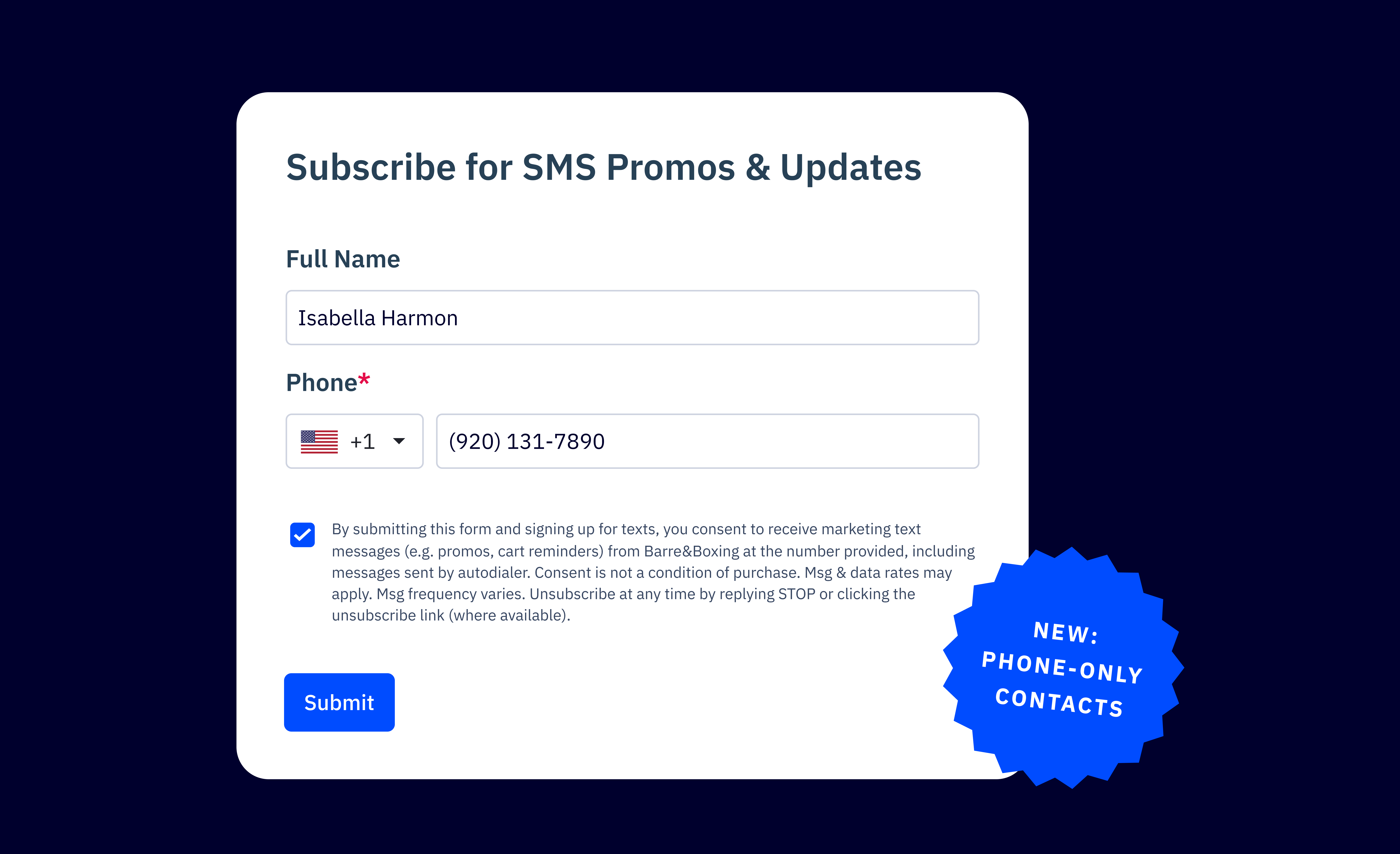 Contactos telefónicos para una interacción móvil – Asistencia al cliente de ActiveCampaign