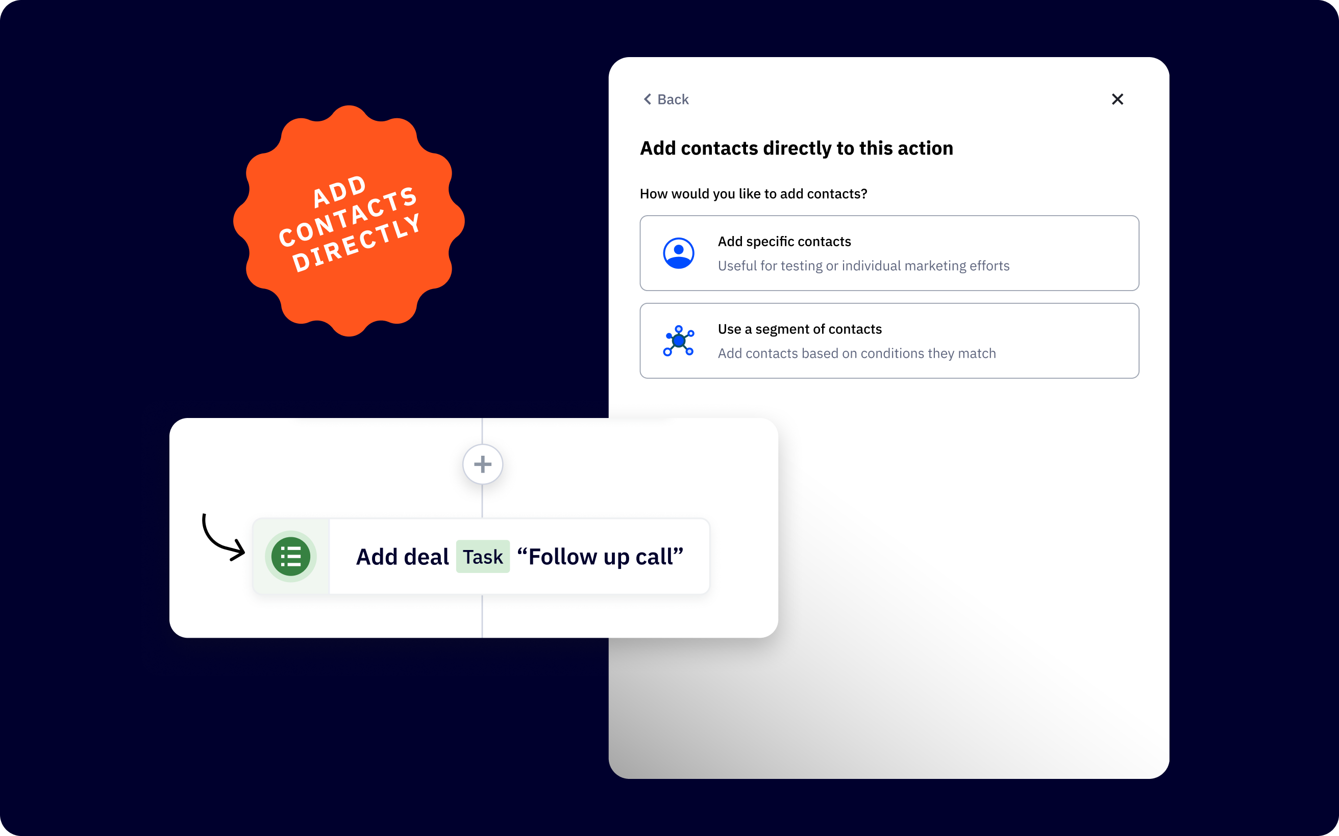 Add contacts directly into automations – ActiveCampaign Help Center
