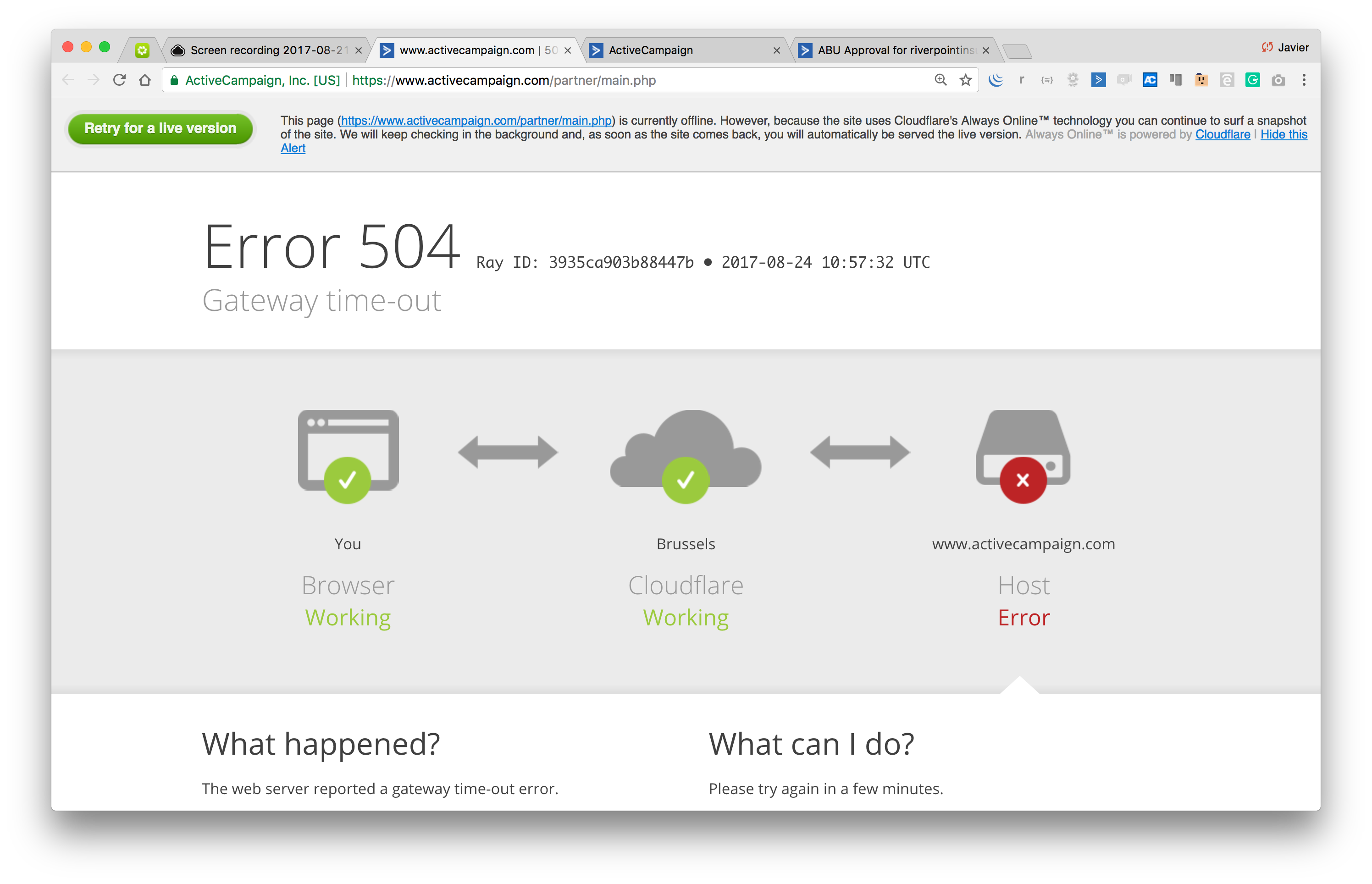 Cloudflare Or 504 Errors ActiveCampaign Help Center