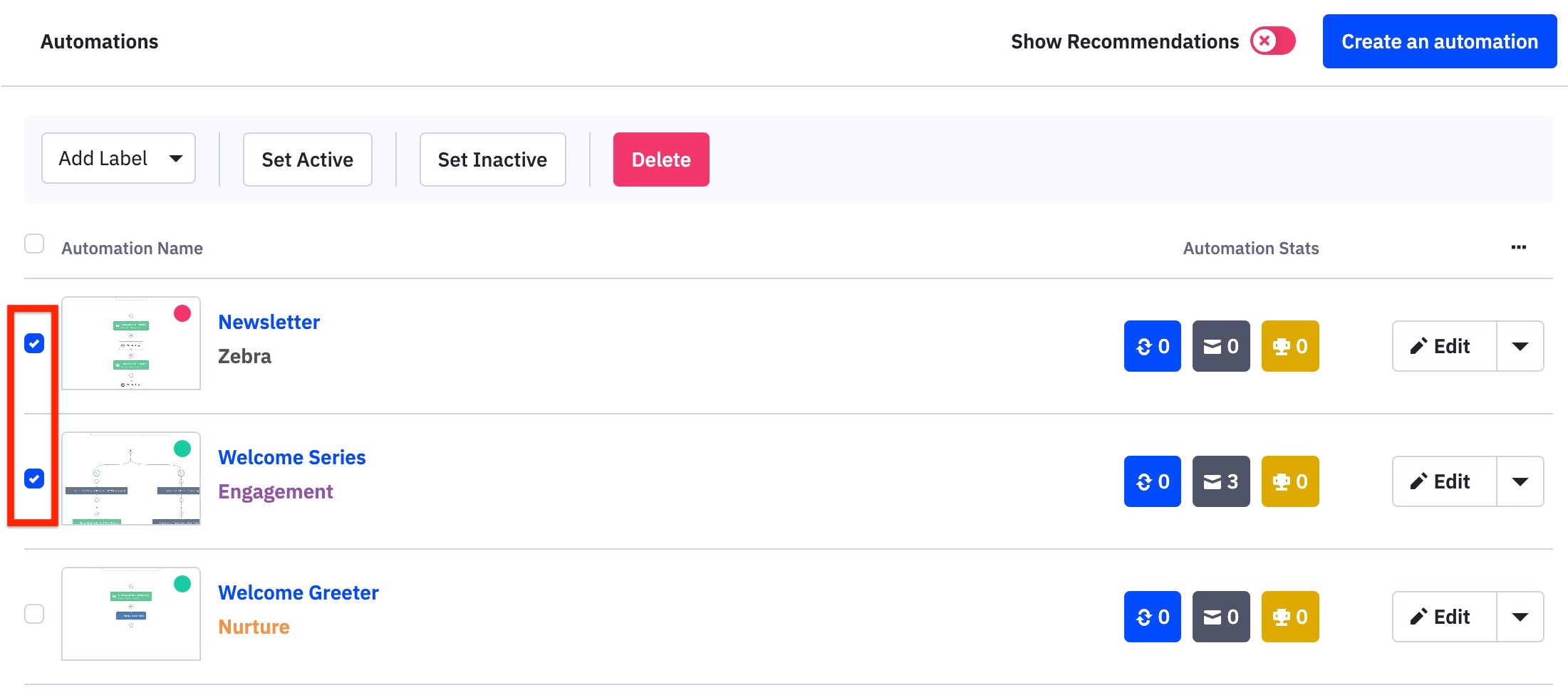How to set automations to "Active" or "Inactive" in ActiveCampaign ...